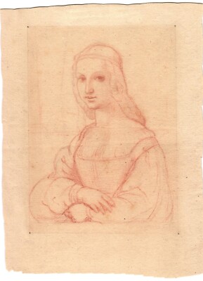 15th Century sketch study Mona Lisa Young Woman on a Balcony Raphael Da ...