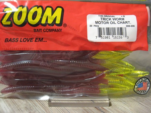 Zoom Soft Baits - 6 1/2" Trick Worms 006 - Choose Colors - 20 Worms Per ...