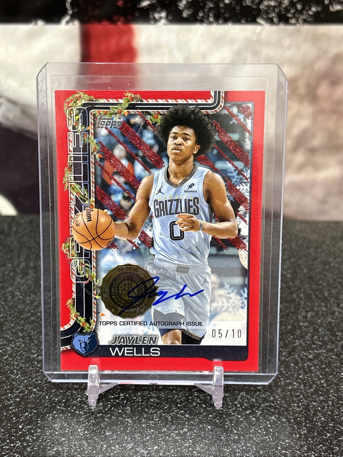 2025-26 Topps Holiday - Autographs Jaylen Wells #H147 Holiday Red ...