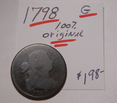 1798 DRAPED BUST LARGE CENT 100% ORIGINAL !!!!!! CHOCOLATE BROWN GOOD ...