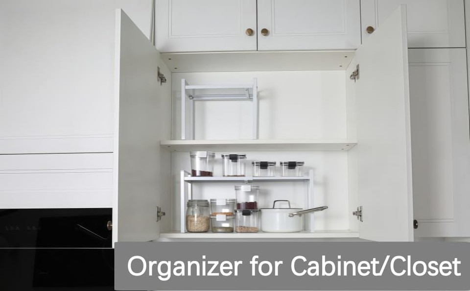 Expandable Cabinet Shelf Organizer Riser for Kitchen Pantry Cupboard ...