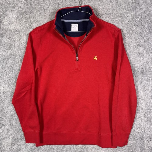 Brooks Brothers Sweater Mens M 1/4 Zip Jacket Cotton Knit Pullover ...