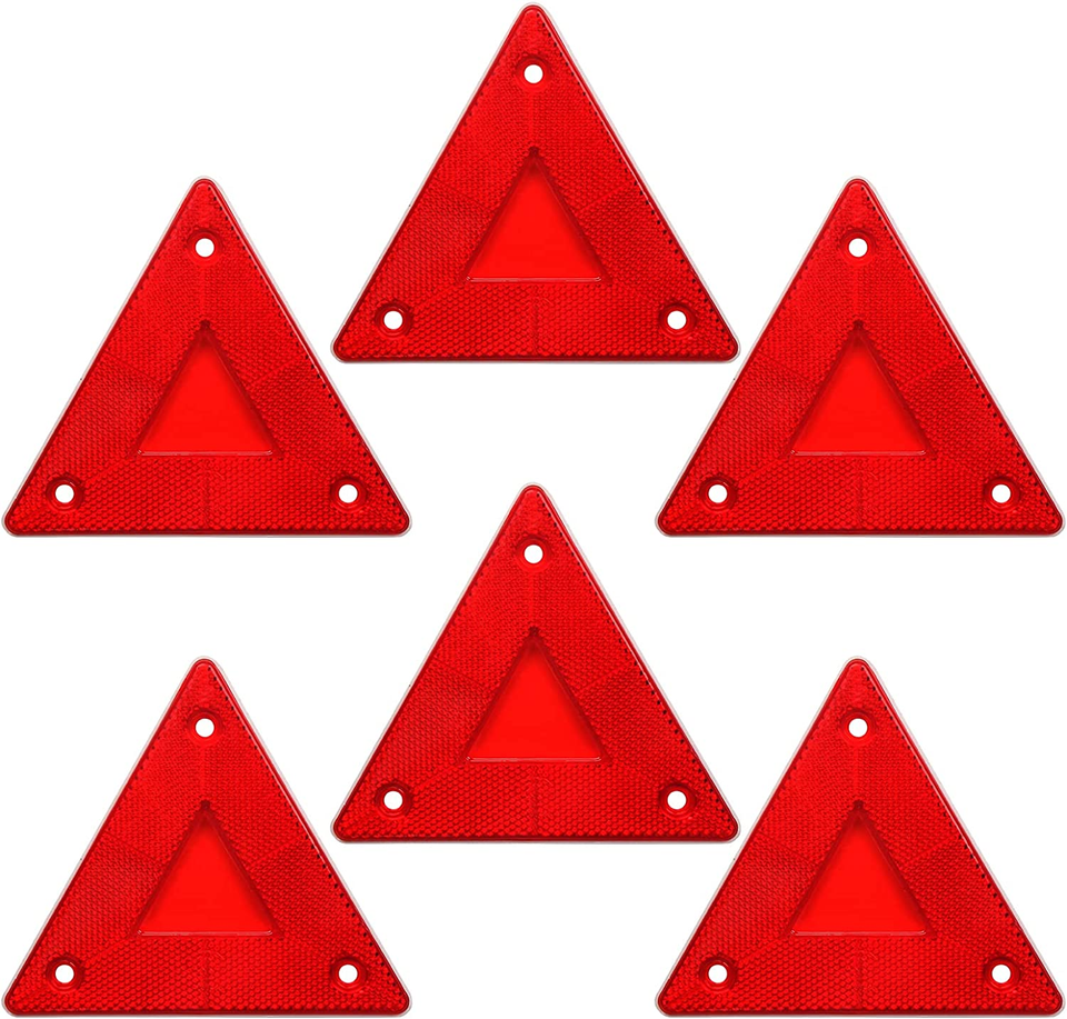 6-Pack Red Safety Reflector Warning Sign, Slow Moving Vehicle Triangle ...