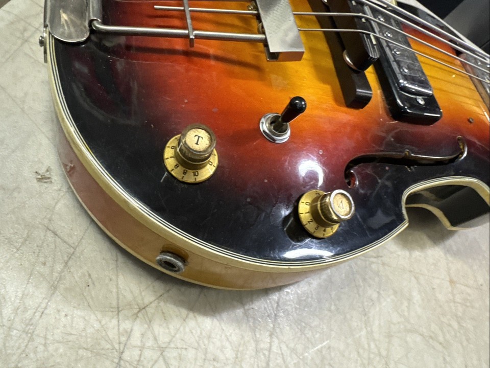 VINTAGE 1960's Bruno Conqueror "Beatle Violin" Bass Scroll Headstock ...