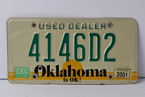 2001 Oklahoma Used Dealer License Plate - 4146D2 | eBay