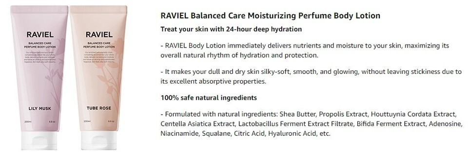RAVIEL Balanced Care Perfume Body Lotion 200ml #Tube Rose Nutrition ...