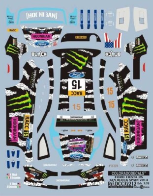 DECALS 1/32 FORD FIESTA RS - #15 - KEN BL.CK - RACC SPAIN 2014 ...