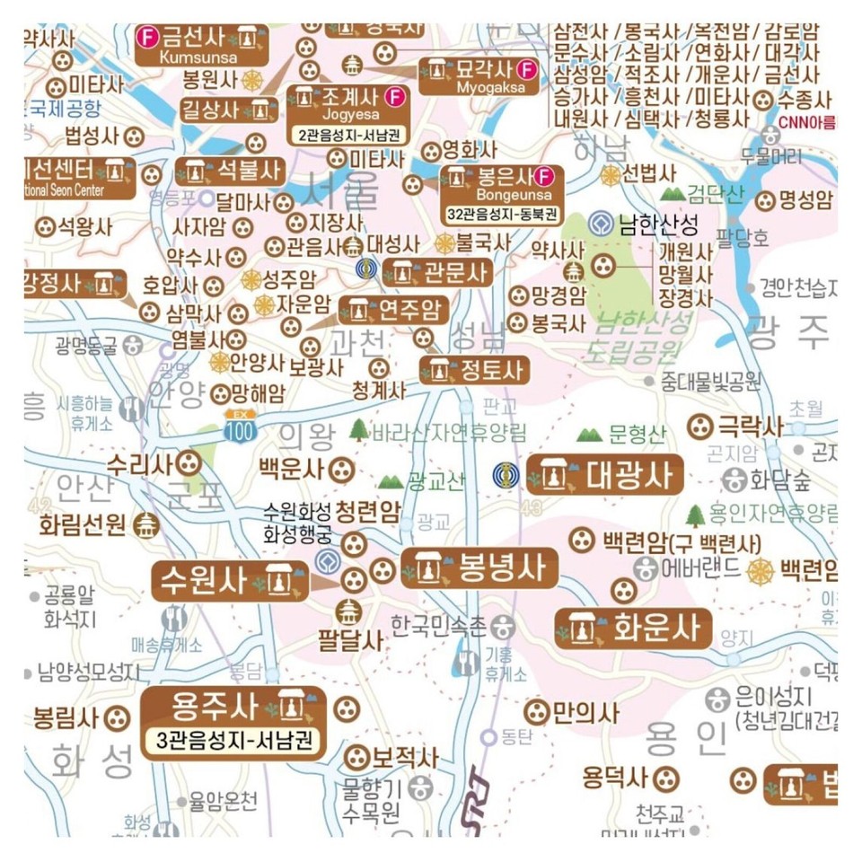 Korea Buddhism Travel Temple stay delicate Map / templestay / Coated ...