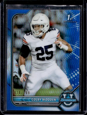 Colby Wooden Rookie #020/199 2022 Bowman Chrome Football Card | eBay
