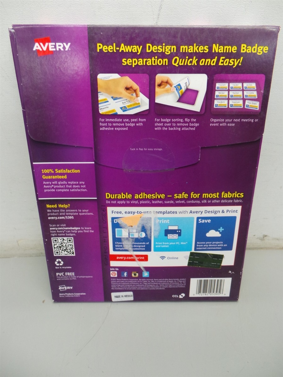 Avery White Adhesive Name Badges 5395