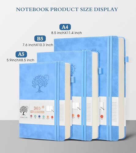 Lined Journal Notebook，365 Page Large Leather Journals for Writing A4 ...