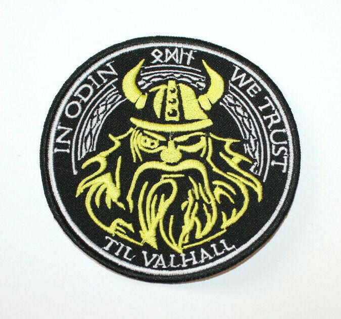 MORALE PATCH IN ODIN WE TRUST TIL VALHALLA VIKINGS EMBROIDERED HOOK ...