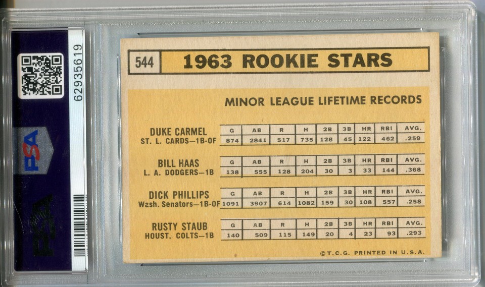 1963 Topps #544 Rusty Staub Rookie PSA 6 EX-MT Rookie Stars | eBay