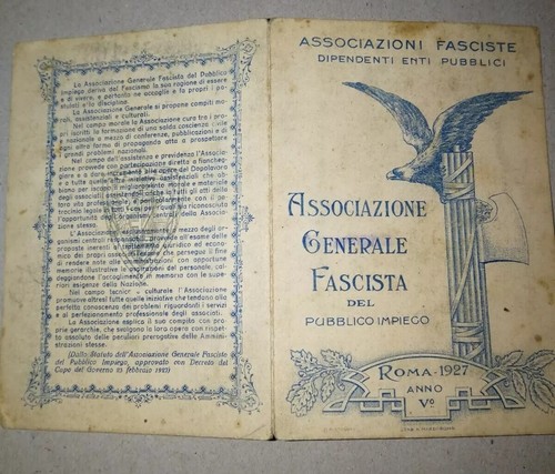 Tessera fascista PNF associazione pubblicalo empio Napoli Duce ...