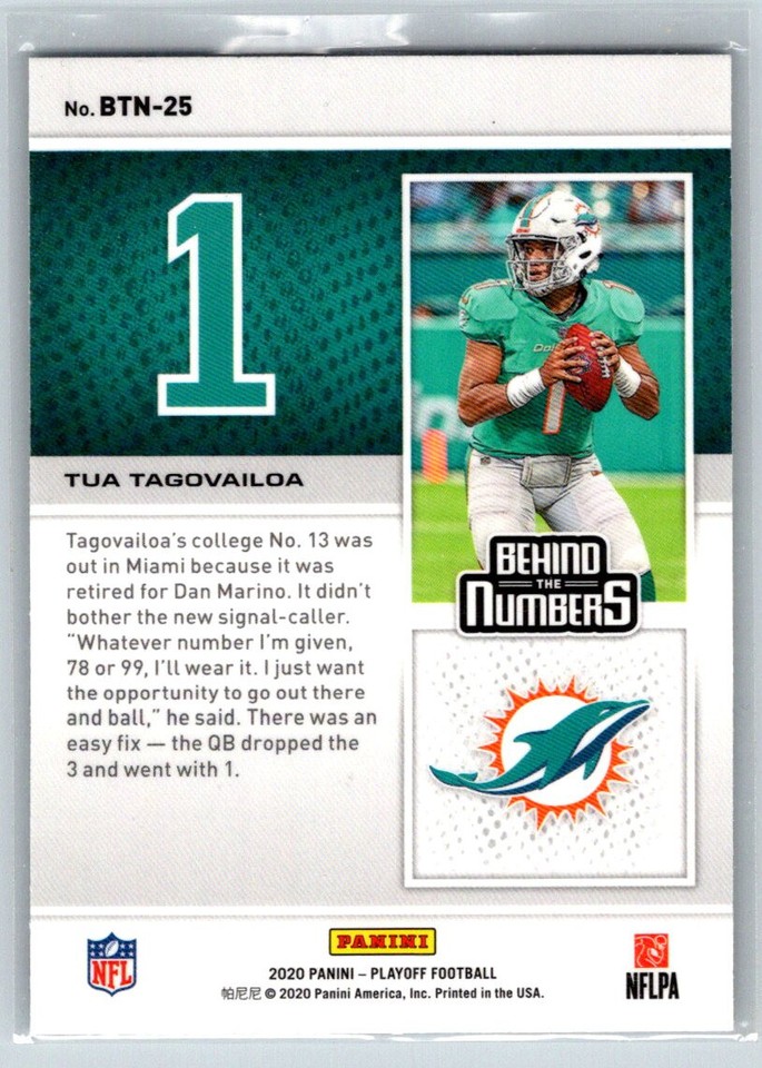 2020 Playoff Tua Tagovailoa Behind the Numbers Rookie #BTN-25 Dolphins ...