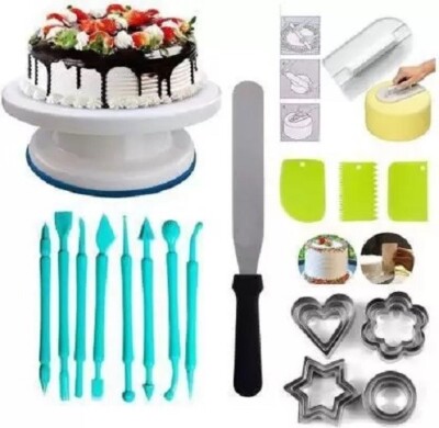 Cake Turntable with Modelling Tool kit, Spatula, Smoothers, Baking ...