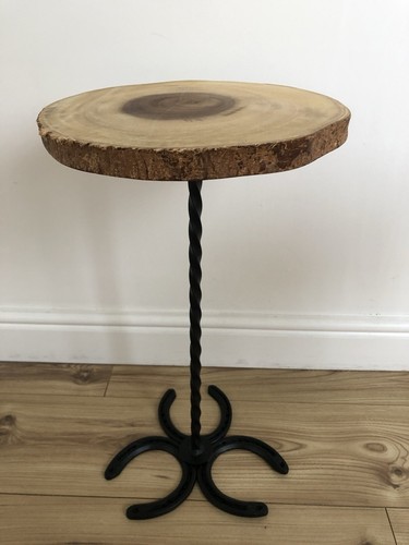 Stunning Handmade Table Made From Genuine Horseshoes & An Acacia Top | eBay