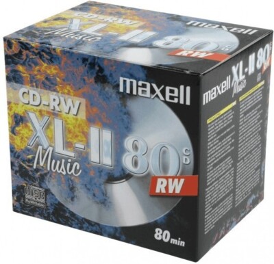 Maxell CD-RW Music XL-II Blank Rewritable Discs 80 Mins 1-4x Speed Pack ...