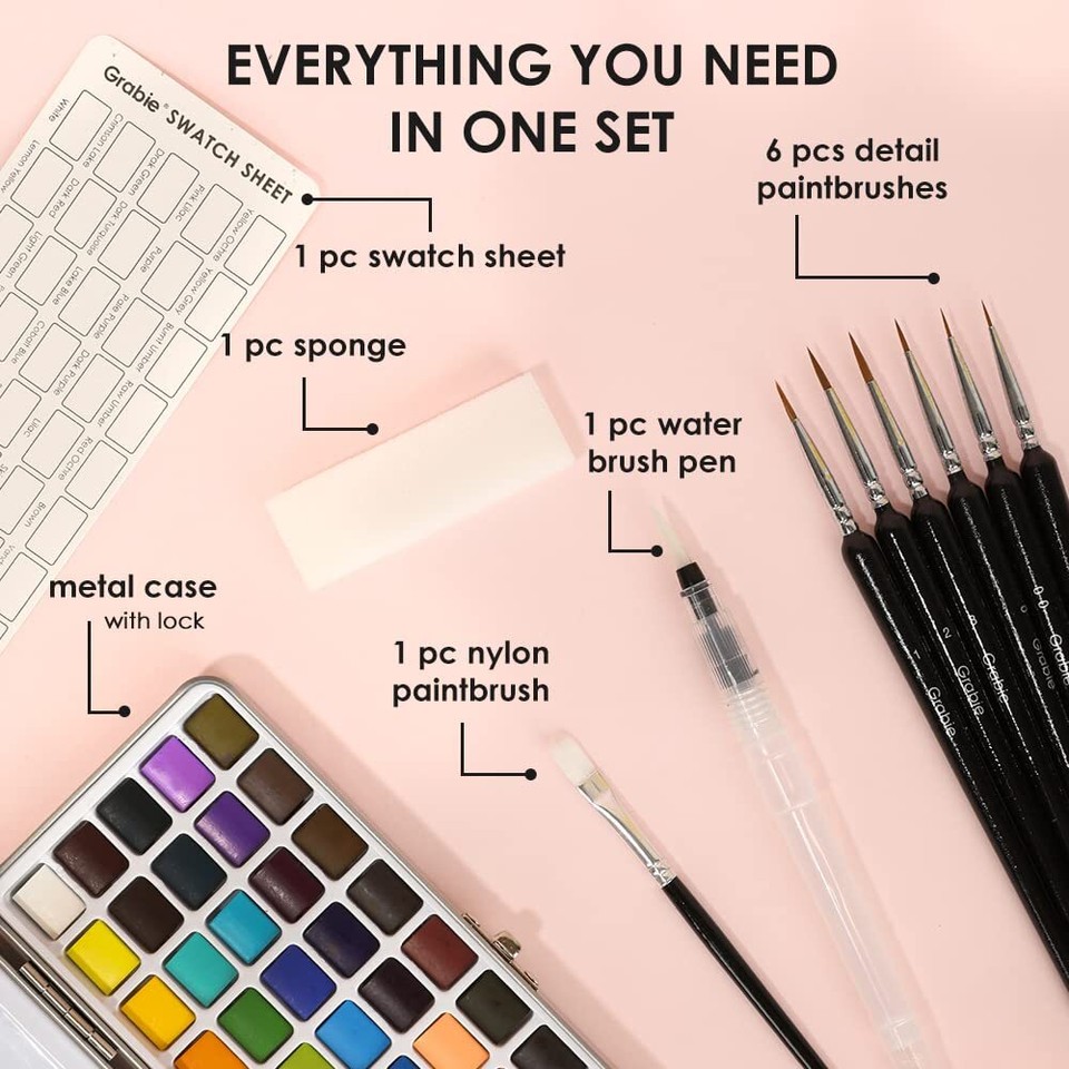 Watercolor Paint Set Great for Painting 50 Colors Detail Paint Brush ...