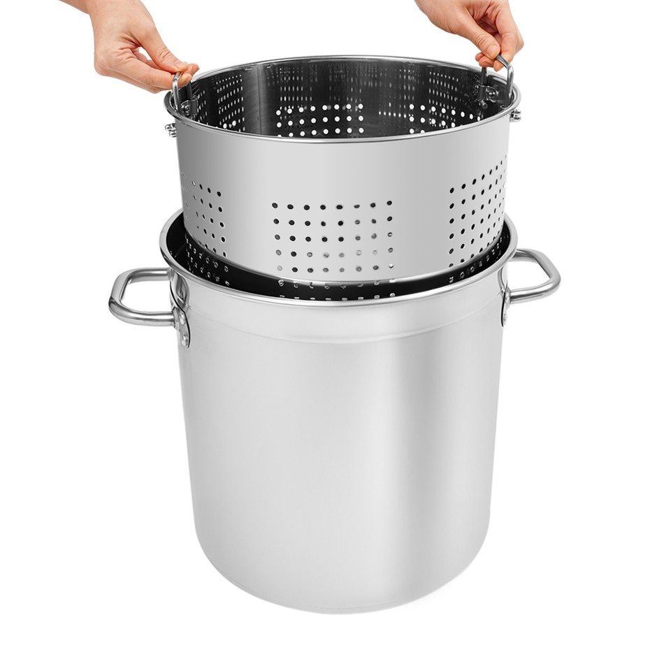 55L Stainless Steel Seafood Boil Pot With Basket Heavy Duty Cooking Pot ...