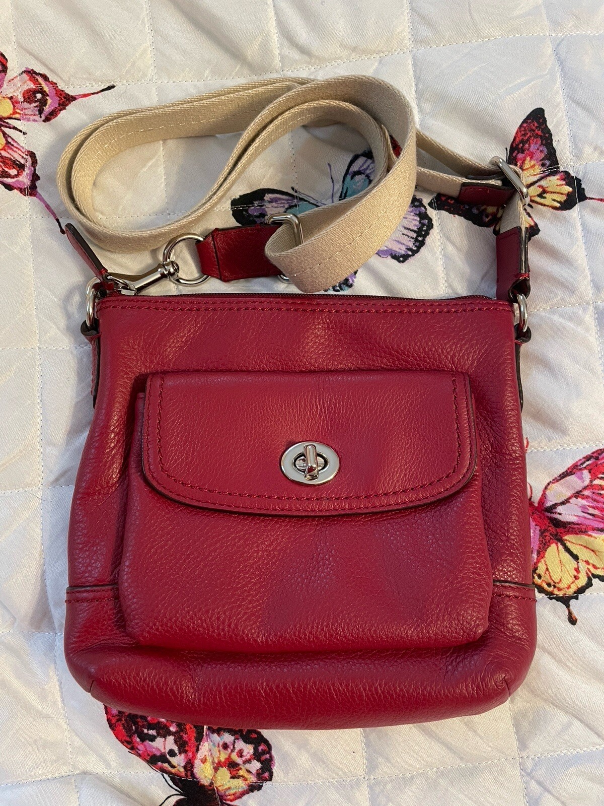 COACH Red Leather 49170 Swingpack Crossbody Purse Bag… - Gem