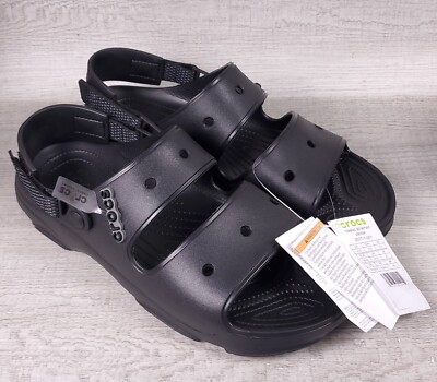 Crocs Classic All Terrain Flip Flops Hook & Loop Mens Choose Sz Black ...