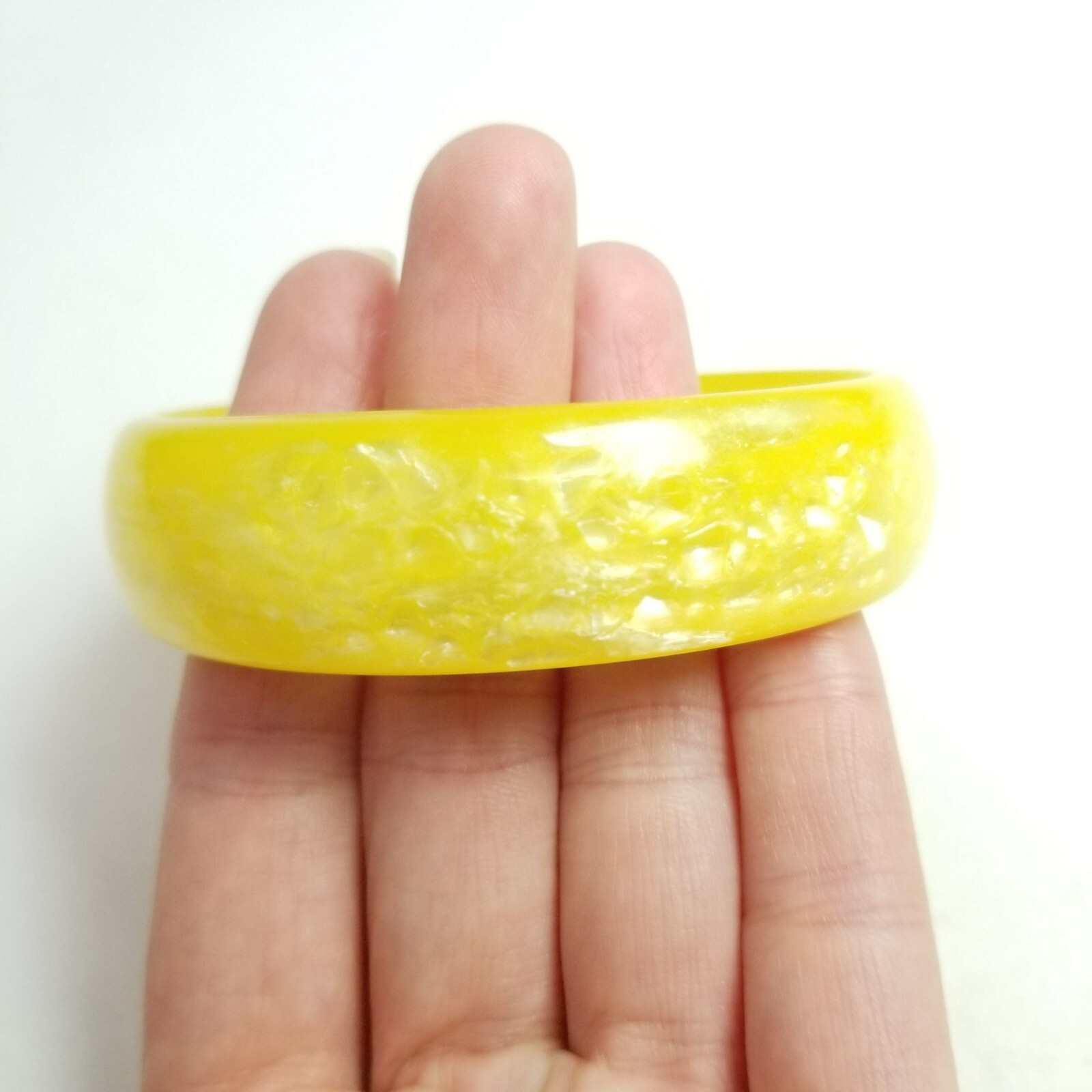 Vintage Lemon Yellow Lucite Plastic Bangle Bracelet, … - Gem