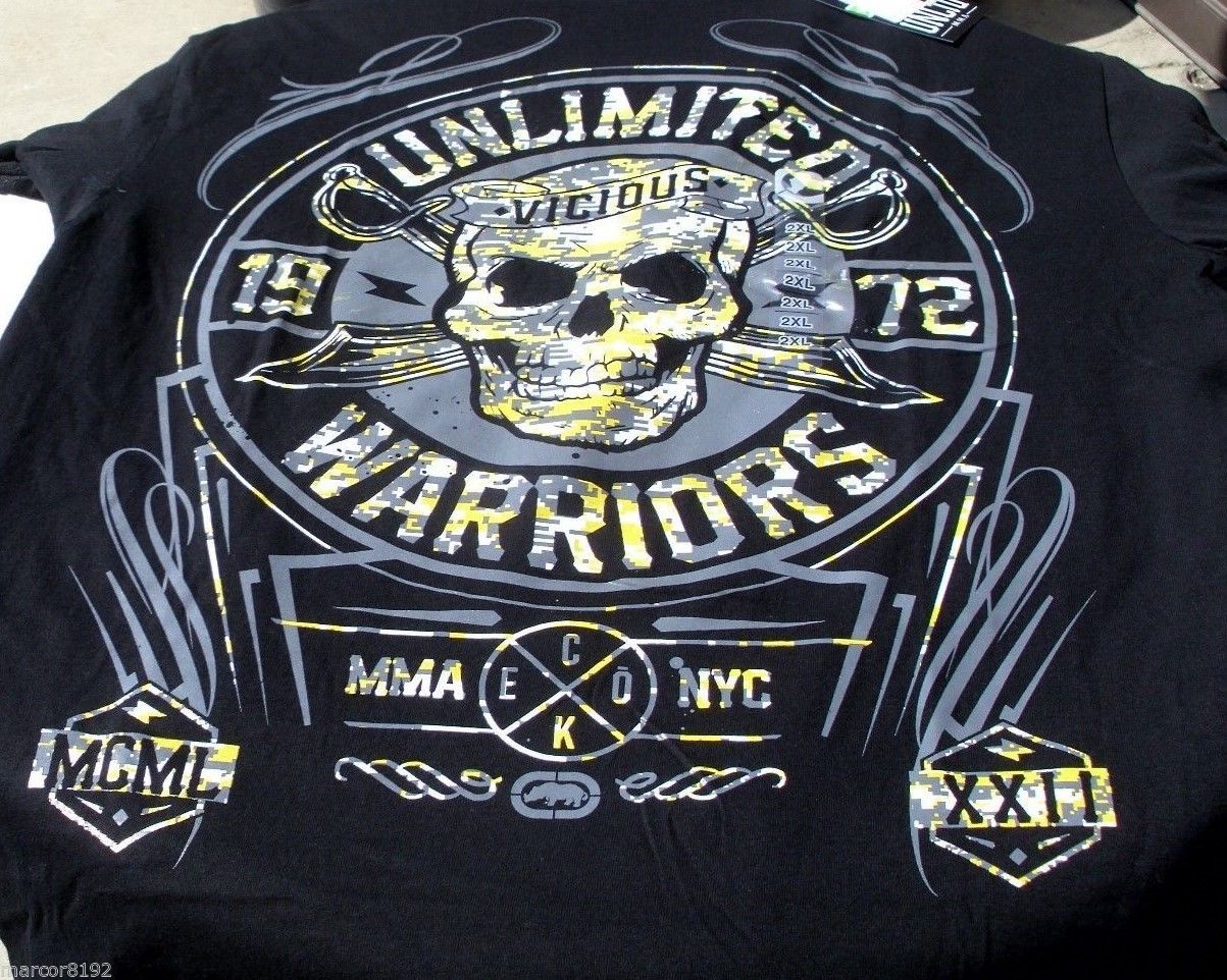 Ecko unltd MMA Men Skull T-Shirt Tee Black NYC Vicious Warriors New ...
