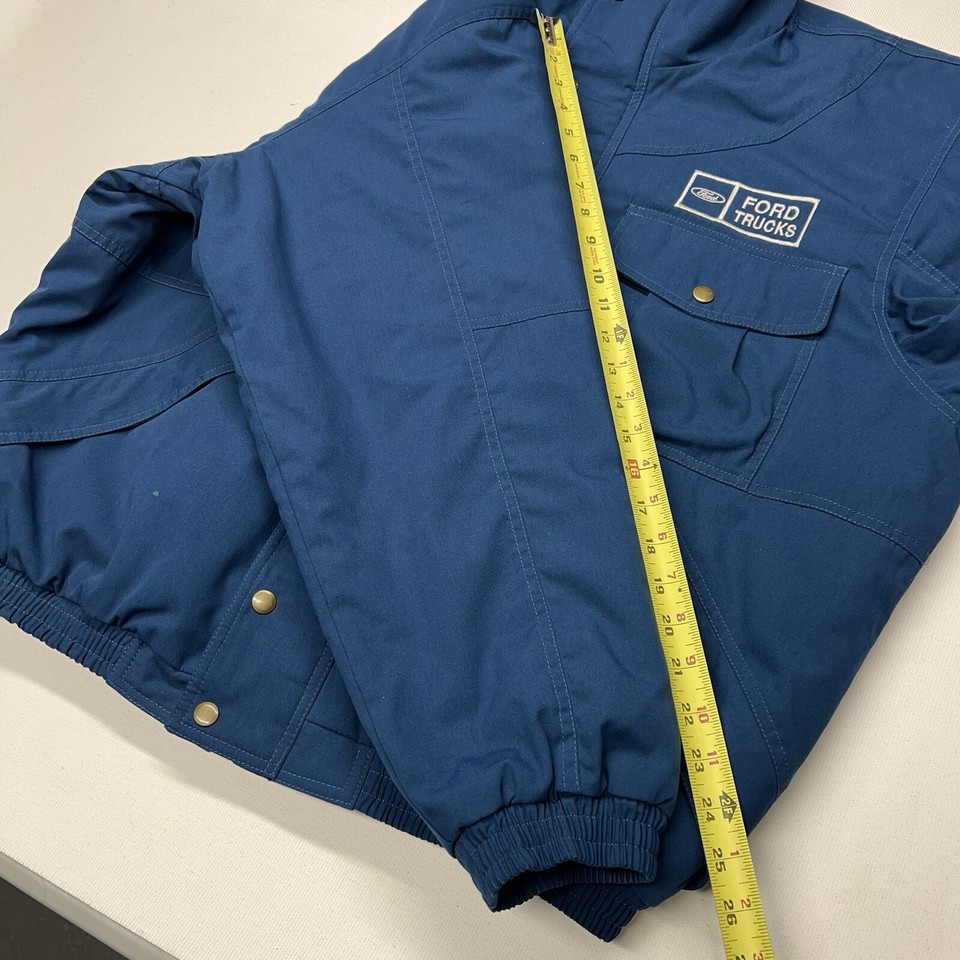 VTG Ford Jacket Mens XL Blue Full Zip Factory Uniform Workwear Truck ...