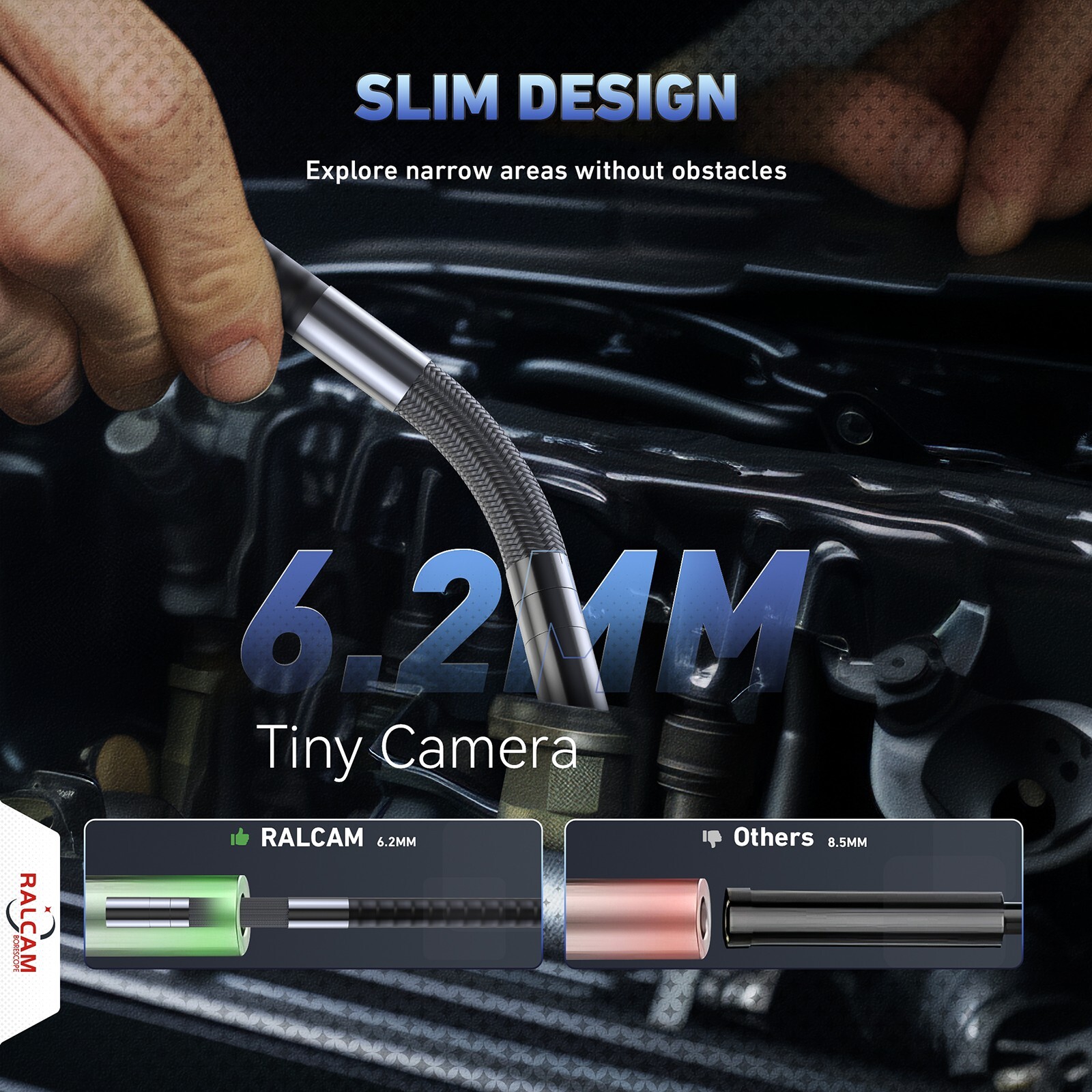 Ralcam 4-Way 360° Articulating Borescope Industrial Endoscope ...