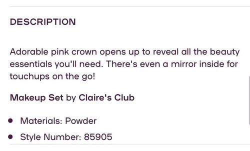 Claire’s pink rhinestone tiara makeup kit set Valentine’s day crown ...