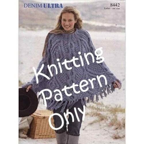 New Sirdar 8442 Denim Ultra Ladies Cabled Fringed Poncho Knitting Pattern | eBay