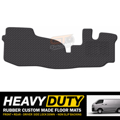 Custom BLACK Heavy Duty Rubber Floor Mats for Toyota Hiace LWB VAN 3/ ...