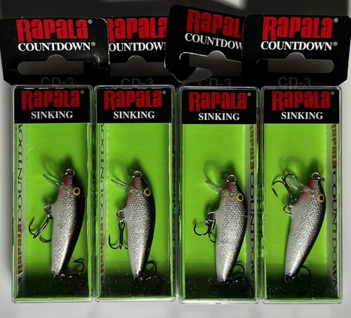 Rapala Countdown CD-3 Balsa Crankbait Lure (LOT OF 4) CD03 Silver | eBay