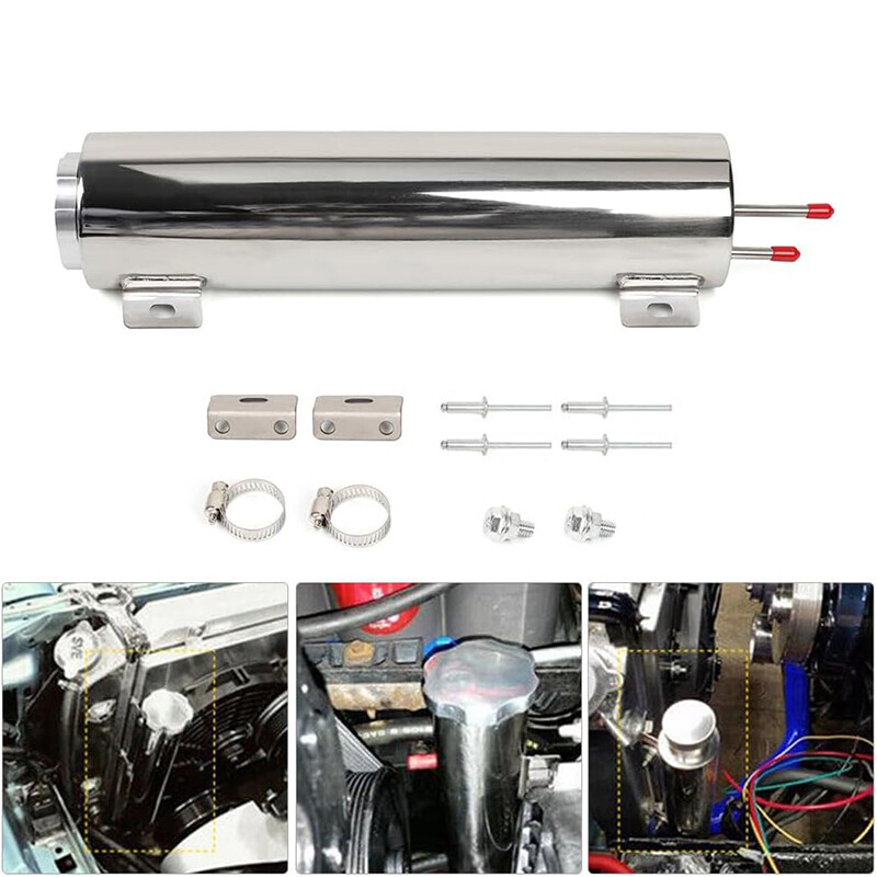 3" X 9" Polished Stainless Steel 32 OZ Radiator Coolant Over Flow Puke ...
