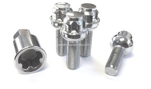 14x1.5 CHROME BALL SEAT LUG BOLT WHEEL LOCKS SET 28MM OEM MOST MERCEDES ...