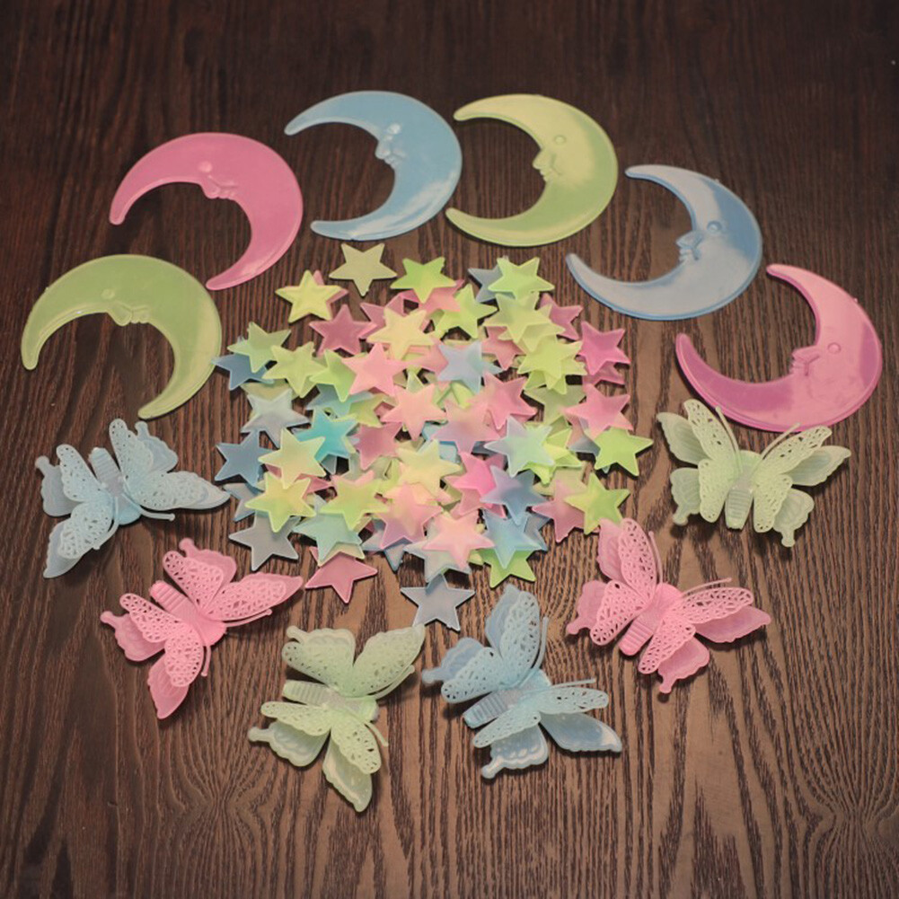 # 3D Star Luminous Wall Stickers Star Glow in the Dark Decals Kids Room ...