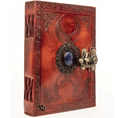 Extra large 200 page Leather Journal (6''X7'') Embossed moon Diary Gift ...