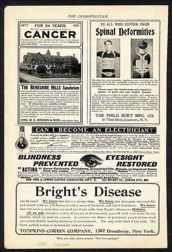Medical Cure Ads 1901 CANCER Bright's Disease SPINE Hay Fever DEAFNESS ...