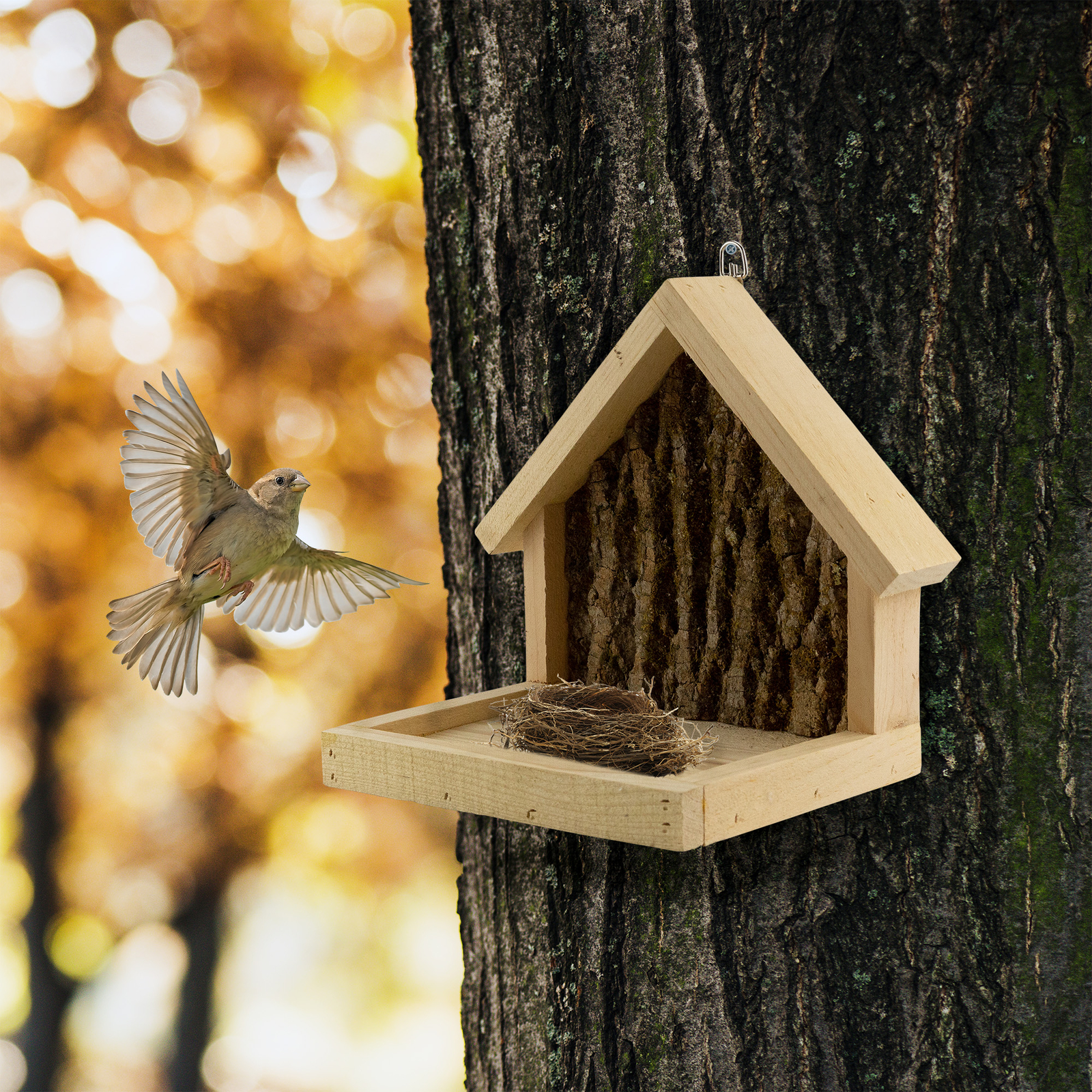 Premium Songbird Nesting Platform; Rustic Handmade Bird Roosting Perch ...