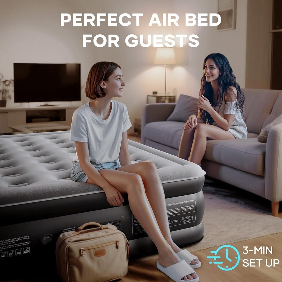 OlarHike Double Air Mattress with Built-In Pump, Inflatable Guest Bed ...