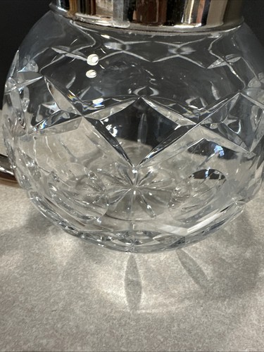 Vintage Cut Crystal Pitcher With Silver Plate And Glass Tube Insert For ...