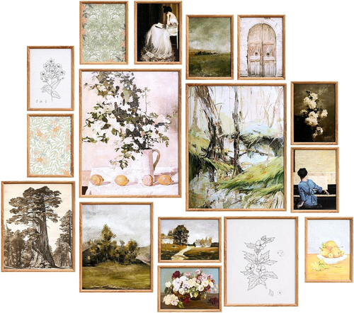 16 PCS Framed Wall Art Prints, Vintage Eclectic Art Decor, Gallery Wall ...