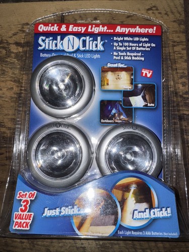 “Stick N Click” Peel & Stick LED Lights (set of 3) - New Sealed | eBay