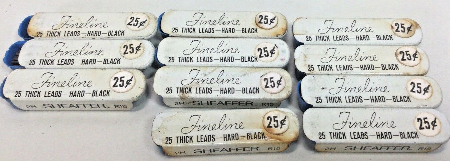 Sheaffer Fineline 25 Thick Leads Hard Black Lot Of 11 Total 275 Leads ...