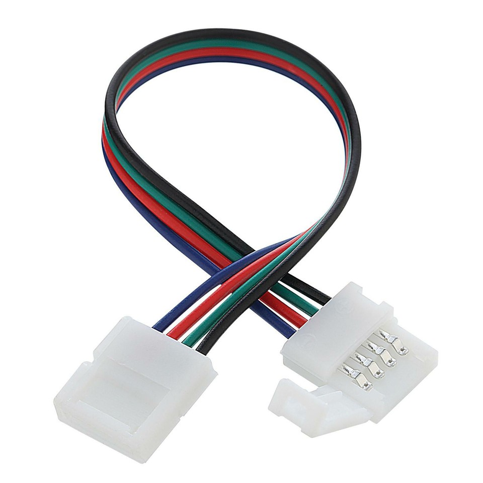 4PIN 10MM RGB LED STRIP LIGHT SNAP CLIP ADAPTER CONNECTOR WIRE MALE ...
