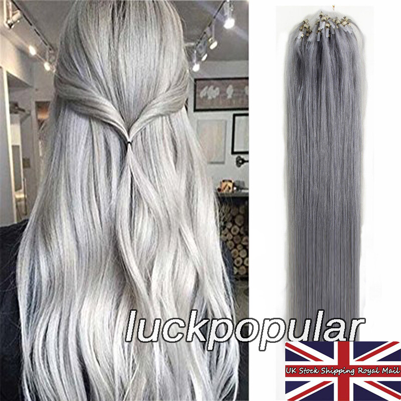 Pre-Looped Fish Line Micro Ring Beads Link Hair Extensions Real Remy ...