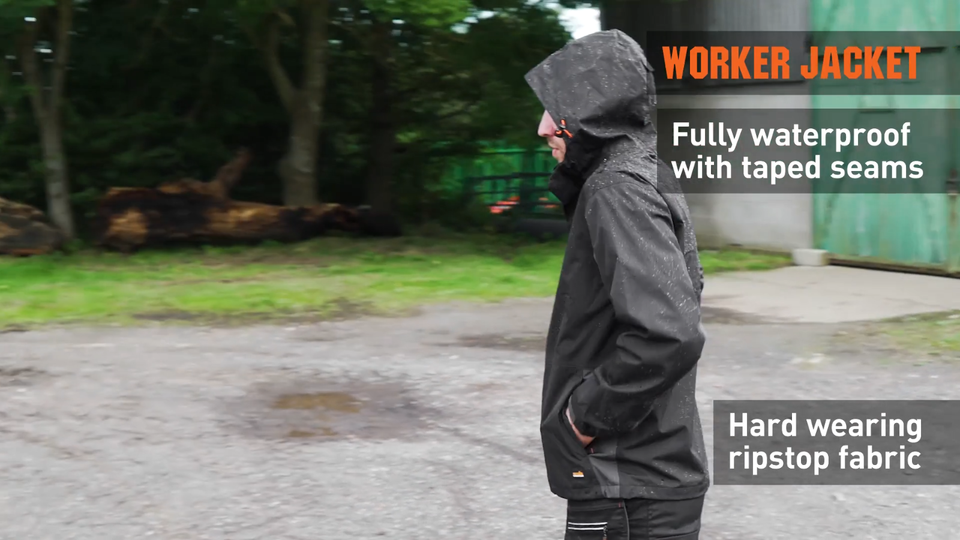 Scruffs Mens Rain Jacket Waterproof Worker Jacket Work Coat Black ...