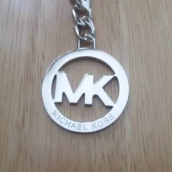 Michael Kors MK Chain Logo Charm, Key Chain, Handbag Medallion - Silver ...