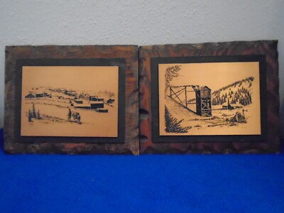 Artist George Foott Set of 2 Framed Copper Prints Colorado Mining 1972 ...